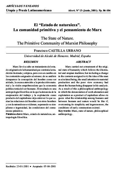 (PDF) El "estado de naturaleza", la comunidad primitiva y el ...