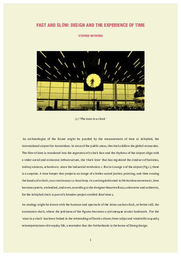 (PDF) Fast and Slow: Design and the Experience of Time