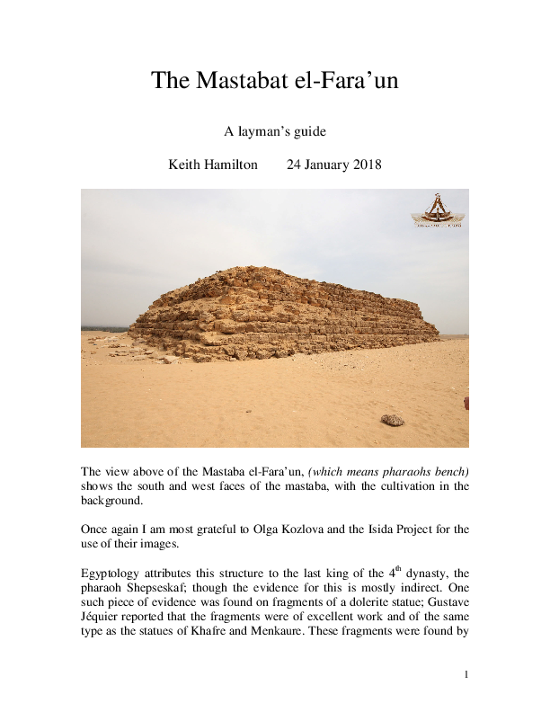 (PDF) The Mastabat el-Fara'un, A layman's guide