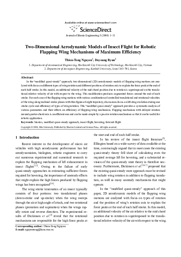 (PDF) Characterization Of Flapping Wing Aerodynamics And Flight Dynamics Analysis Using ...