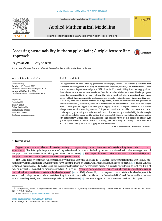 (PDF) Assessing sustainability in the supply chain: A triple bottom ...