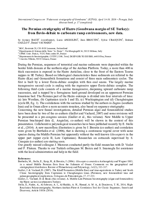 (PDF) The Permian stratigraphy of Hazro (Gondwana margin of SE Turkey ...