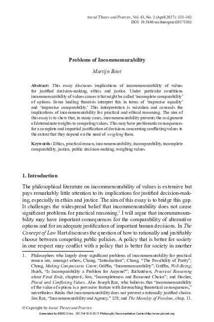(PDF) Problems of Incommensurability