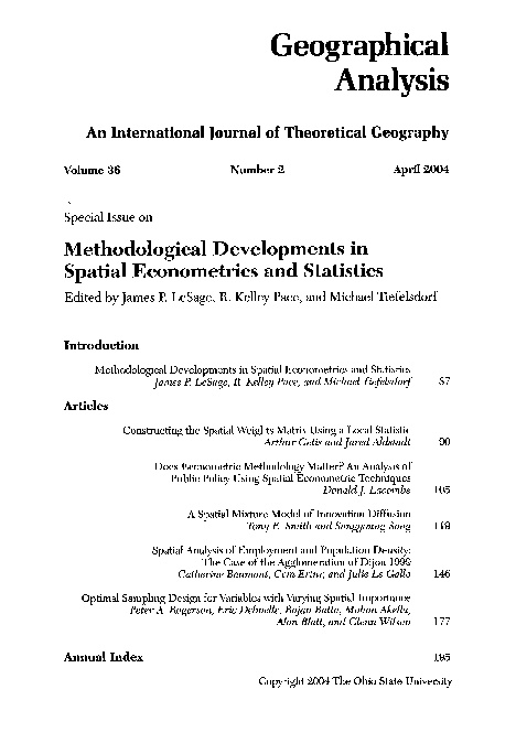 (PDF) Methodological Developments in Spatial Econometrics and Statistics