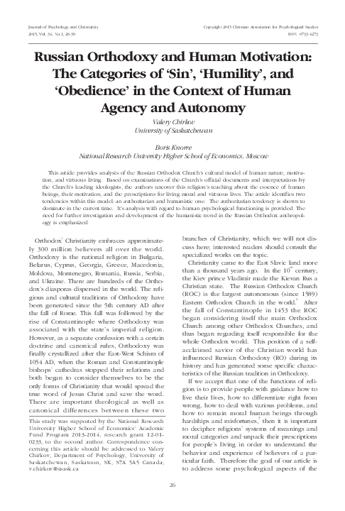 (PDF) Russian Orthodoxy and Human Motivation: The Categories of ‘Sin ...
