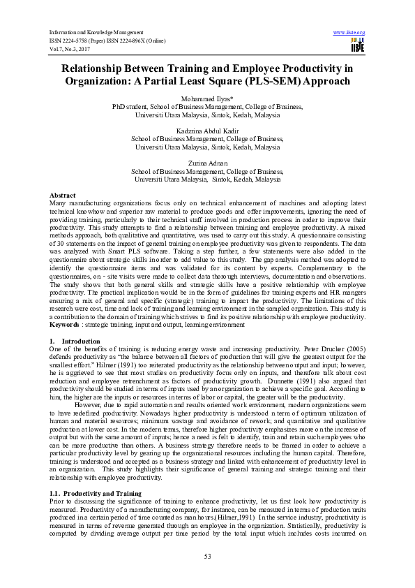 (PDF) Information and Knowledge Management Relationship Between Training and Employee ...