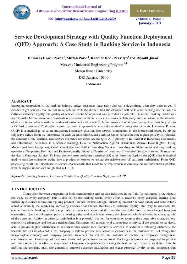 (PDF) Service Development Strategy with Quality Function Deployment (QFD) Approach: A Case Study ...