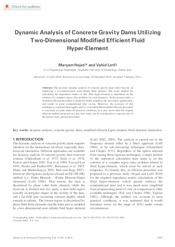 (PDF) Dynamic Analysis of Concrete Gravity Dams Utilizing Two ...
