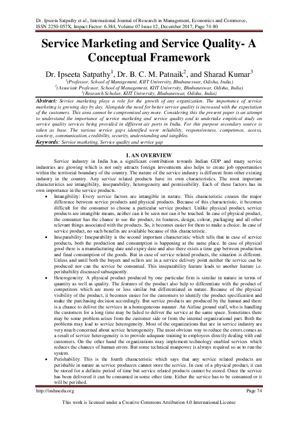 (PDF) Service Marketing and Service Quality-A Conceptual Framework