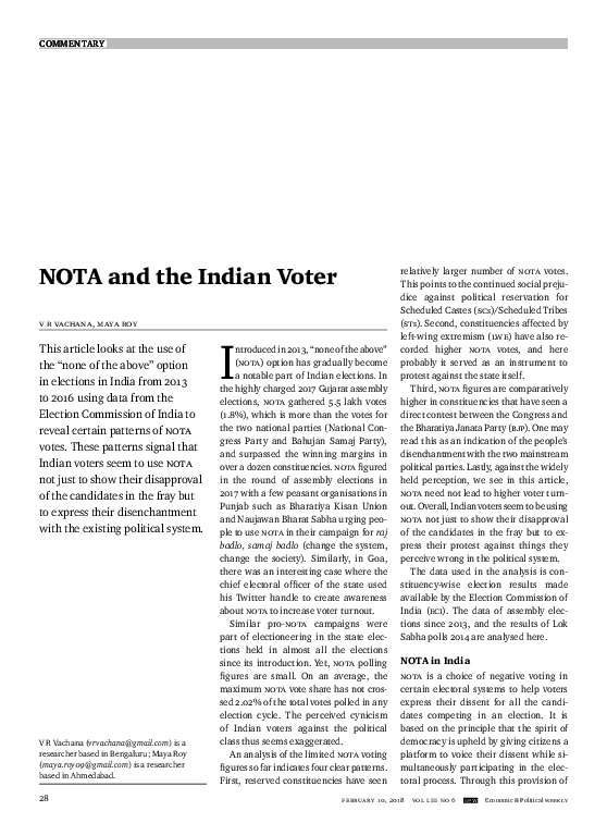 (PDF) NOTA and the Indian Voter