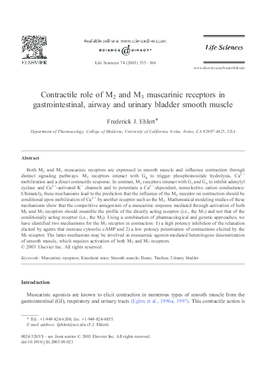 (PDF) Contractile role of M2 and M3 muscarinic receptors in ...