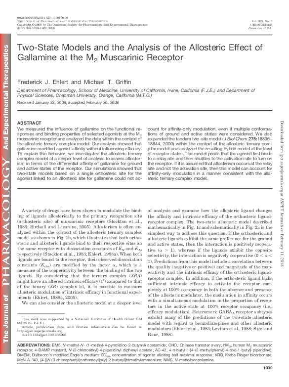 (PDF) Two-State Models and the Analysis of the Allosteric Effect of ...