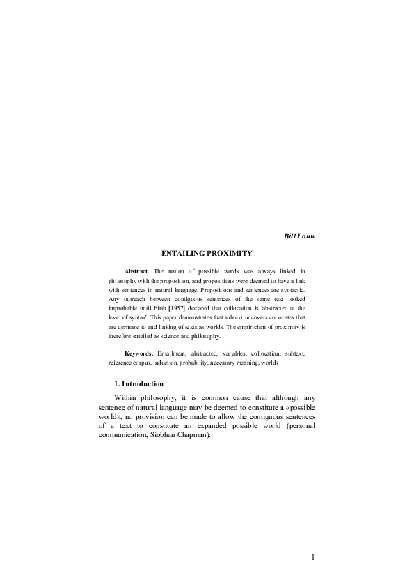(PDF) Entailing proximity