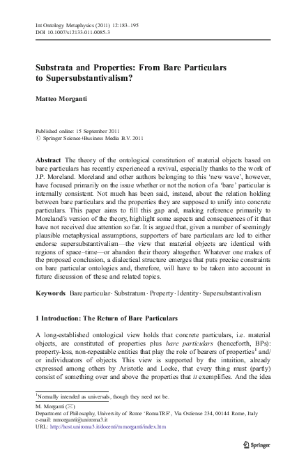 (PDF) Substrata and Properties: From Bare Particulars to ...