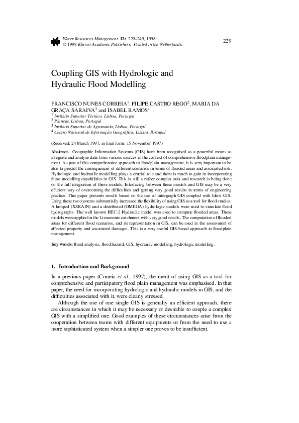 (PDF) Coupling GIS With Hydrologic and Hydraulic Flood Modelling