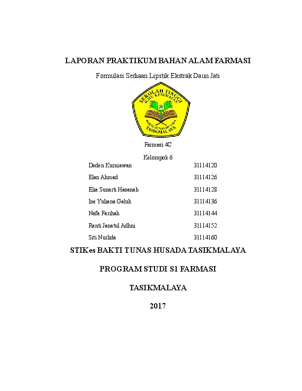 (DOC) LAPORAN PRAKTIKUM BAHAN ALAM FARMASI