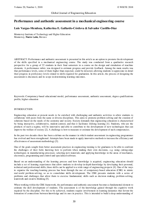 (PDF) Performance and authentic assessment in a mechanical engineering ...