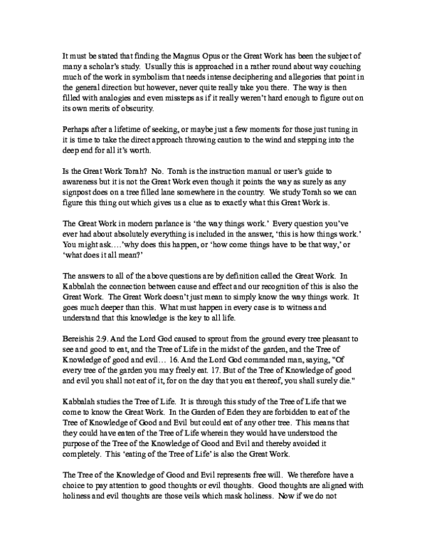 (PDF) Magnus Opus or the Great Work