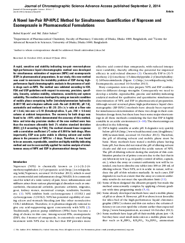 (PDF) A Novel Ion-Pair RP-HPLC Method for Simultaneous Quantification of Naproxen and ...
