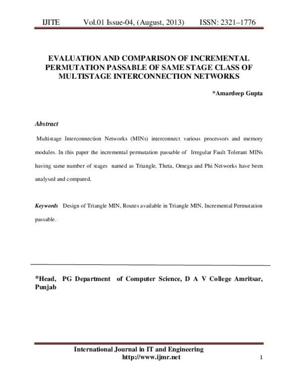 Pdf Evaluation And Comparison Of Incremental Permutation Passable Of Same Stage Class Of