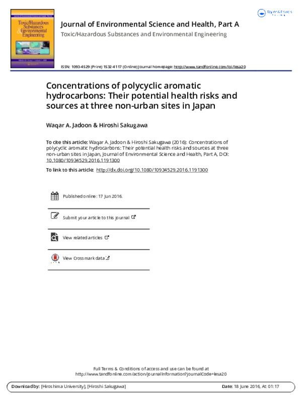 (PDF) Concentrations of polycyclic aromatic hydrocarbons: Their potential health risks and ...