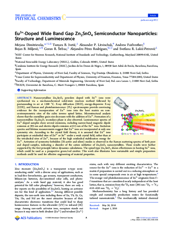 (PDF) Eu 3+ -Doped Wide Band Gap Zn 2 SnO 4 Semiconductor Nanoparticles ...