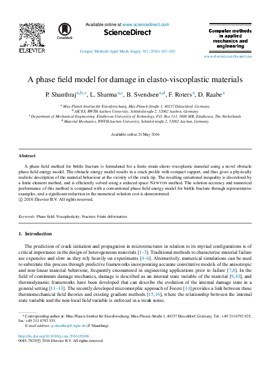 (PDF) A phase field model for damage in elasto-viscoplastic materials