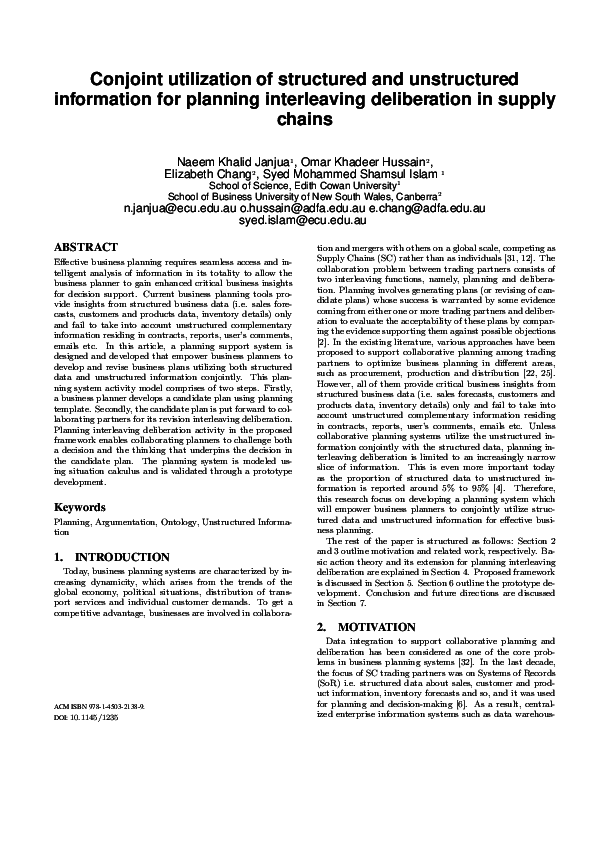 (PDF) Conjoint utilization of structured and unstructured information for planning interleaving ...