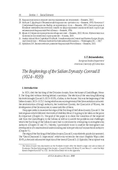 (PDF) The Beginnings of Salian Dynasty: Conrad II (1024–1039)