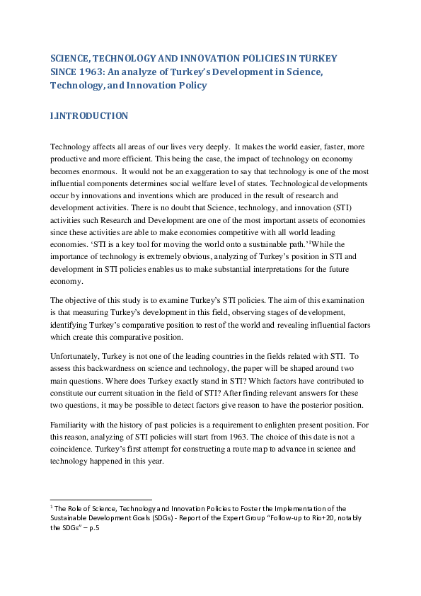(PDF) SCIENCE, TECHNOLOGY AND INNOVATION POLICIES IN TURKEY SINCE 1963 ...