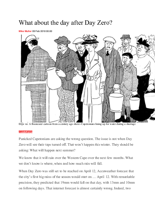 (DOC) Cape Town water crisis - What about the day after "Day Zero"