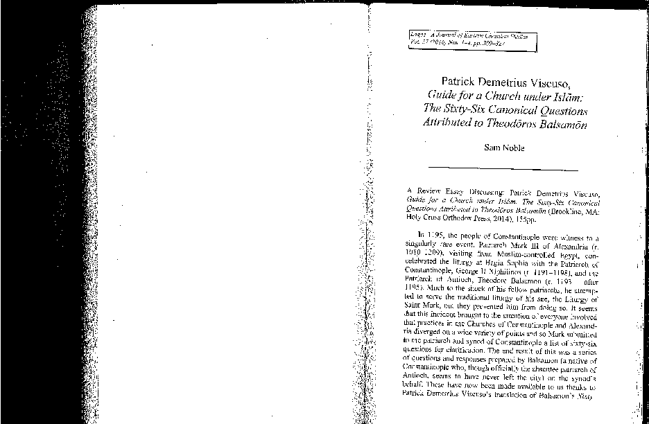 (PDF) Patrick Viscuso, Guide for a Church under Islam