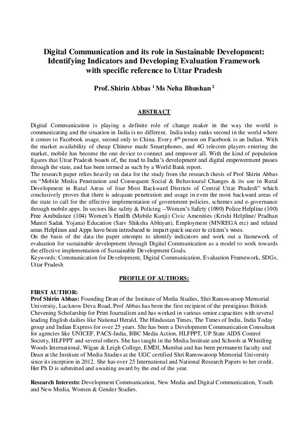 (DOC) Digital Communication and its role in Sustainable Development.docx