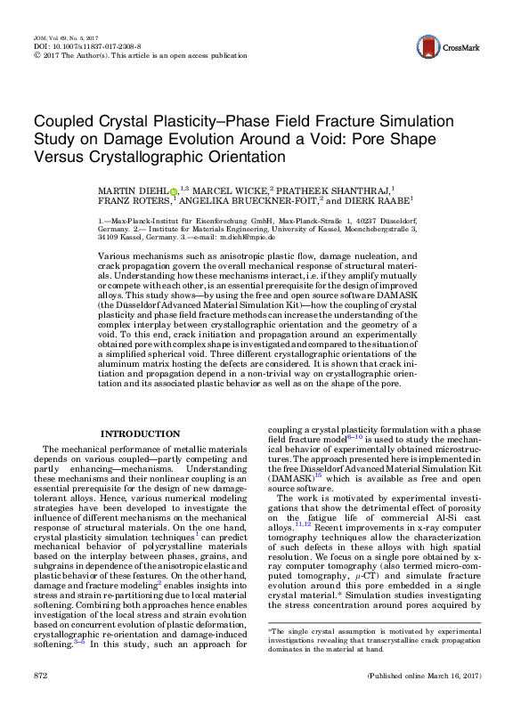 (PDF) Coupled Crystal Plasticity–Phase Field Fracture Simulation Study ...