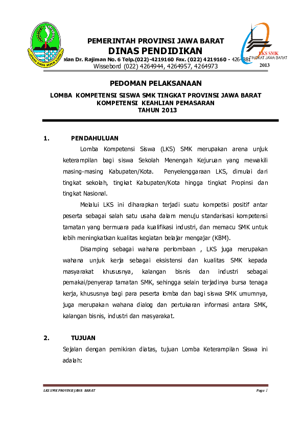 (PDF) LOMBA KOMPETENSI SISWA (LKS) SEKOLAH MENENGAH KEJURUAN TINGKAT PROVINSI JAWA BARAT TAHUN ...