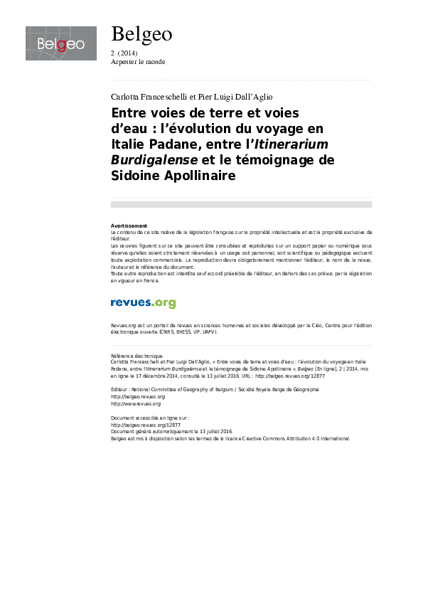 (PDF) Entre voies de terre et voies d’eau l’évolution du voyage en Italie Padane.pdf