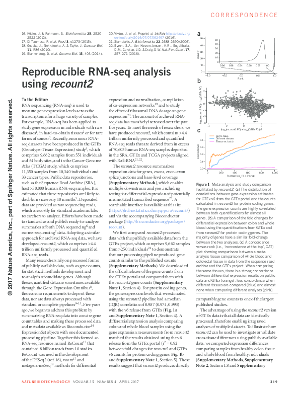 (PDF) Reproducible RNA-seq analysis using recount2