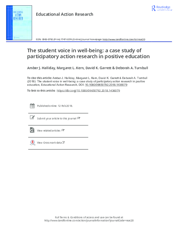 (PDF) Educational Action Research The student voice in well-being: a ...