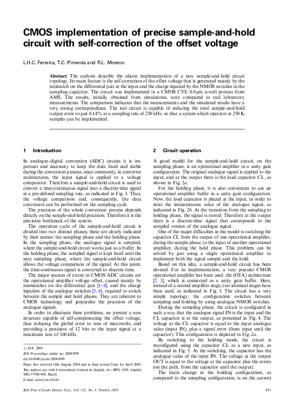 (PDF) CMOS implementation of precise sample-and-hold circuit with self ...