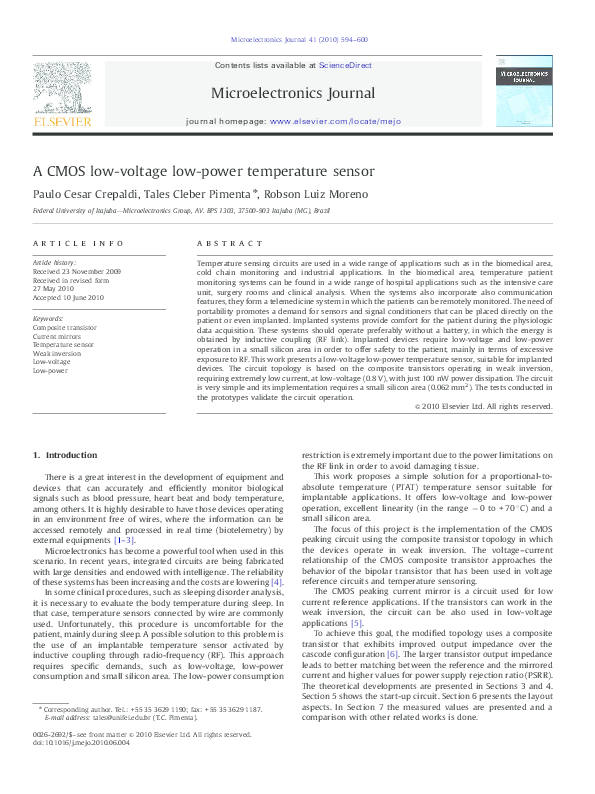 (PDF) A CMOS low-voltage low-power temperature sensor