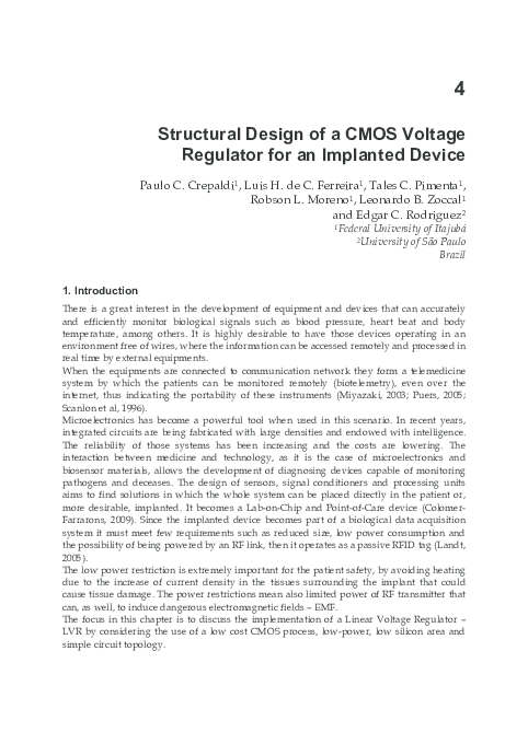 (PDF) Structural Design of a CMOS Voltage Regulator for an Implanted Device