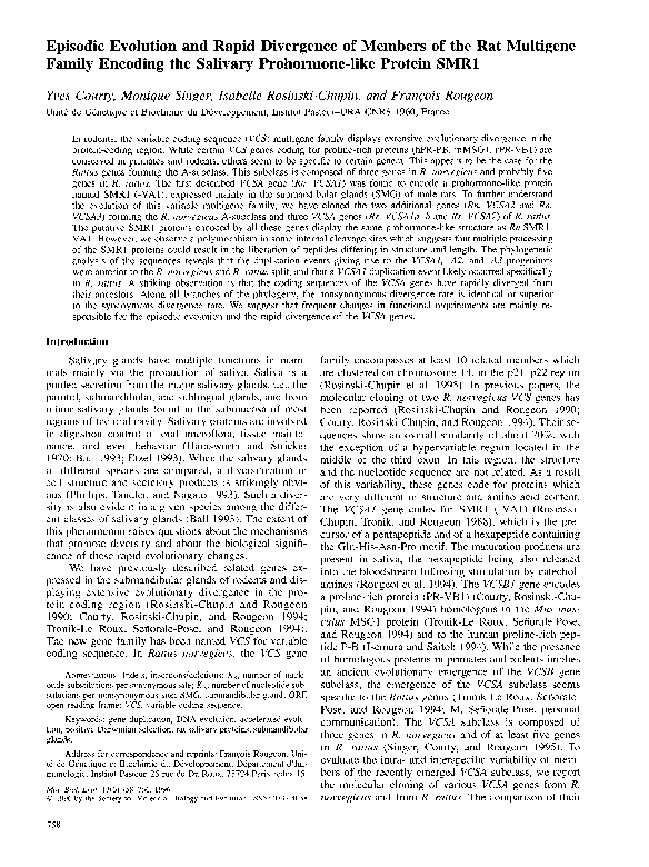 (PDF) Episodic evolution and rapid divergence of members of the rat multigene family encoding ...