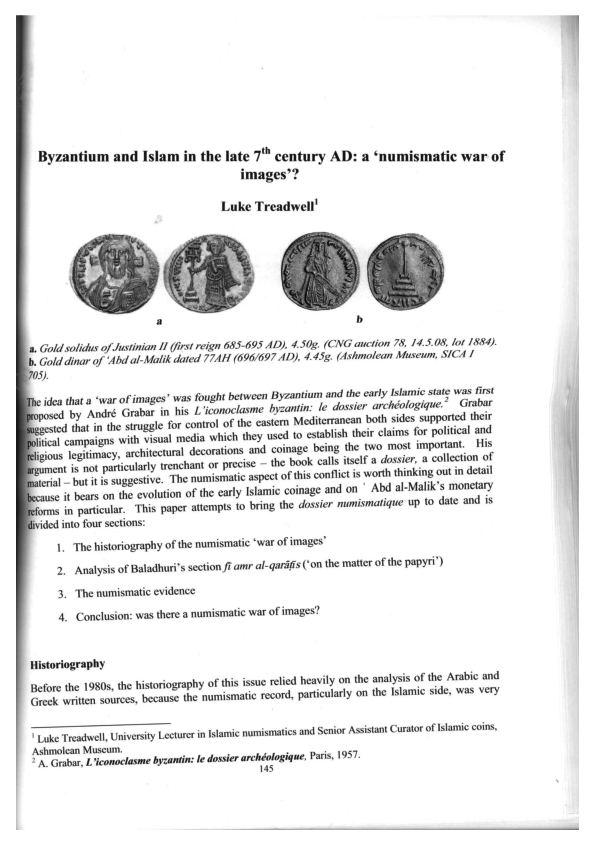 (PDF) Byzantium and Islam in the Late 7th Century AD: A 'Numismatic War ...