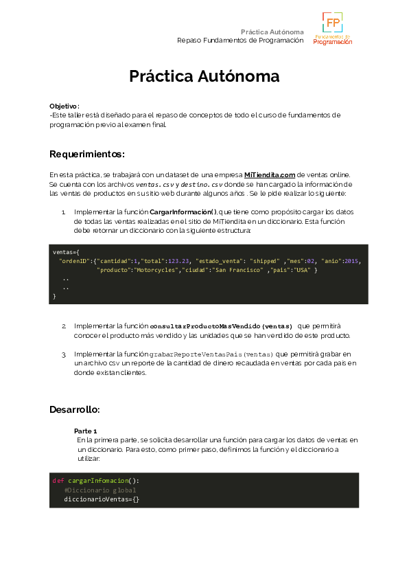 (PDF) Práctica Autónoma Repaso Fundamentos de Programación
