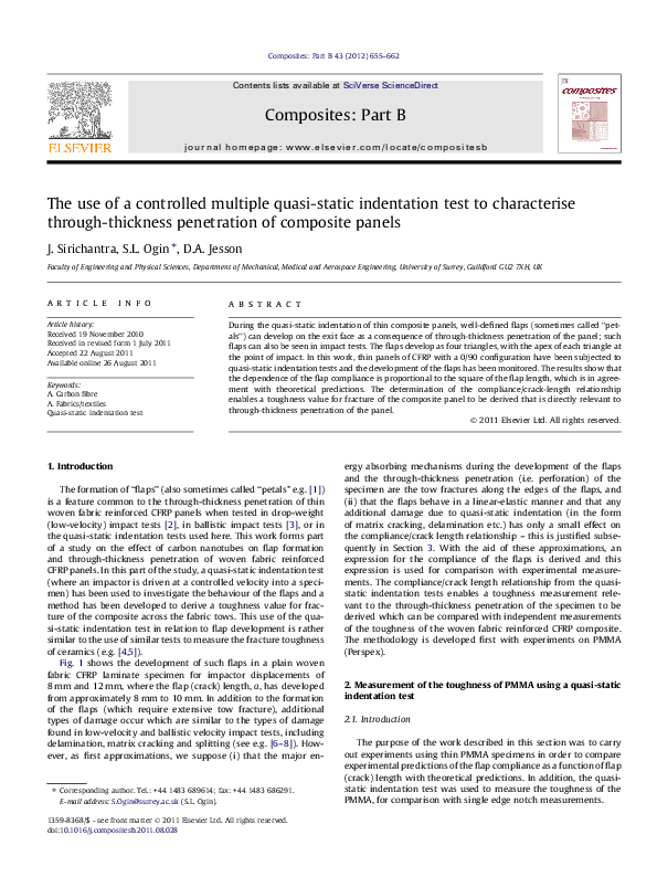Pdf The Use Of A Controlled Multiple Quasi Static Indentation Test To Characterise Through