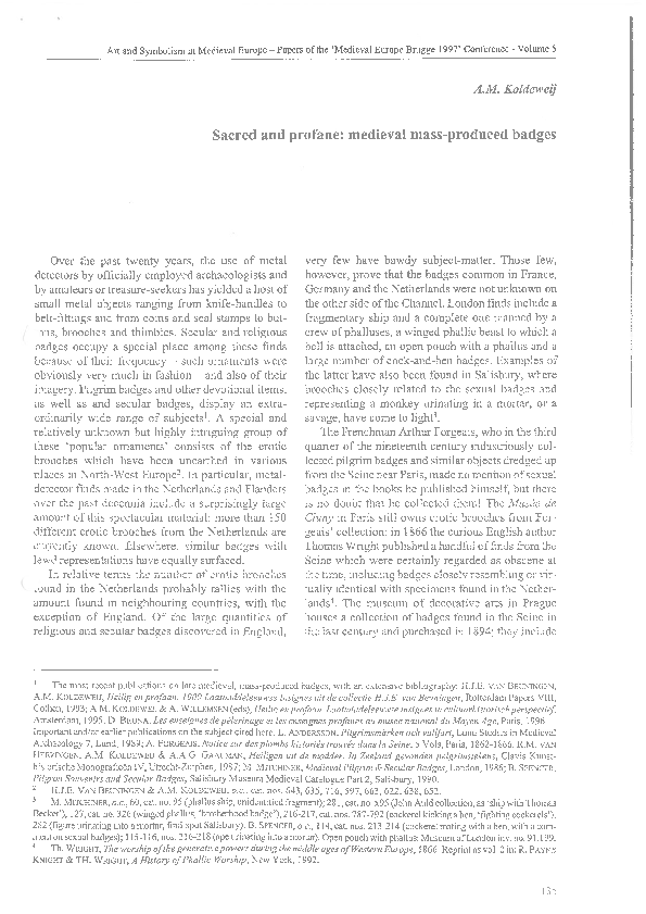 (PDF) 'Sacred and profane: medieval mass-produced badges'