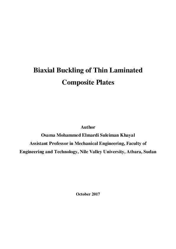 Pdf Biaxial Buckling Of Thin Laminated Composite Plates