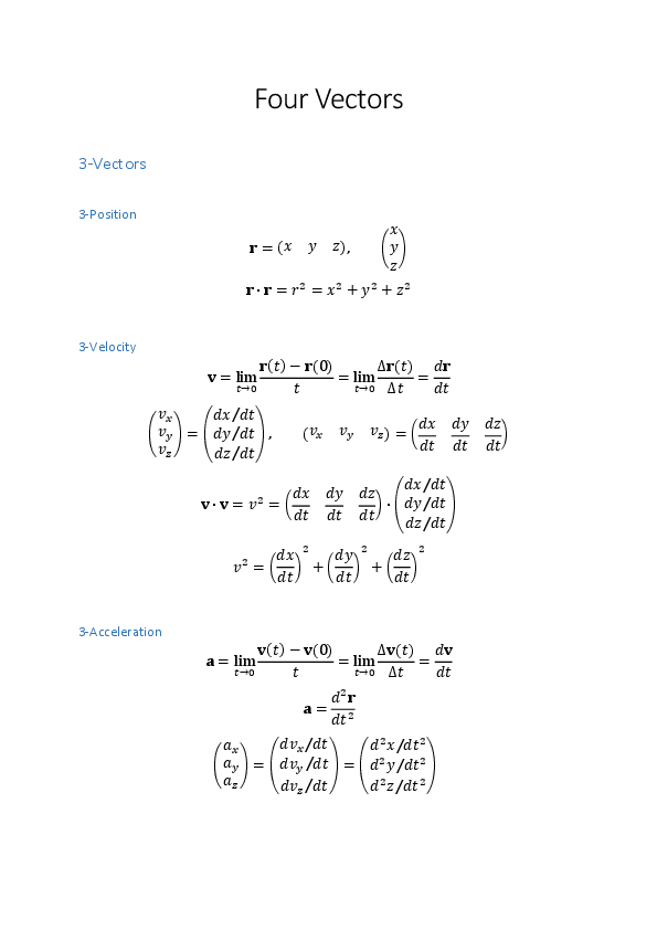 (PDF) Four Vectors
