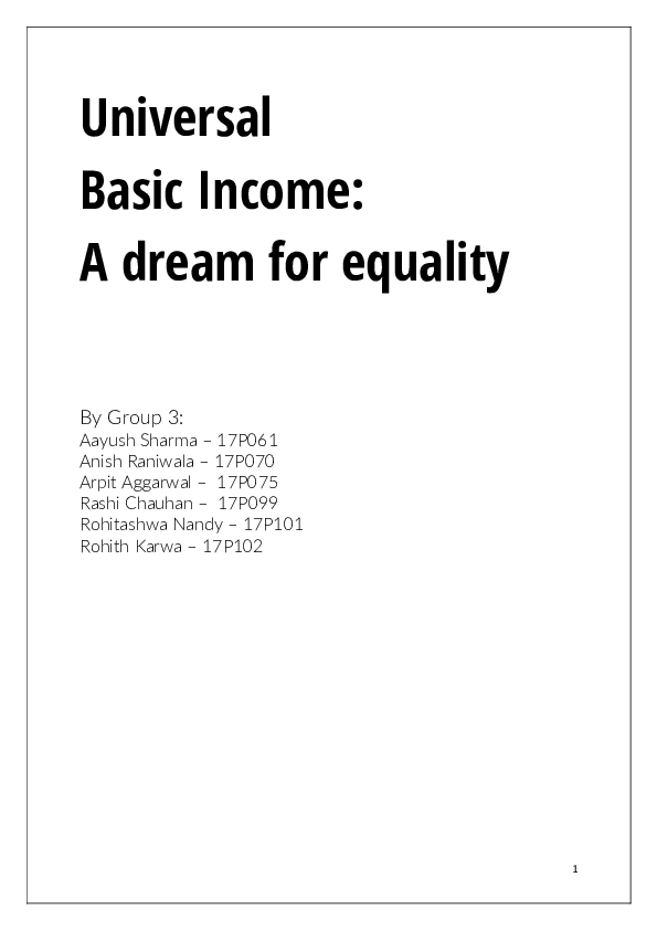 (PDF) Universal Basic Income: A dream for equality