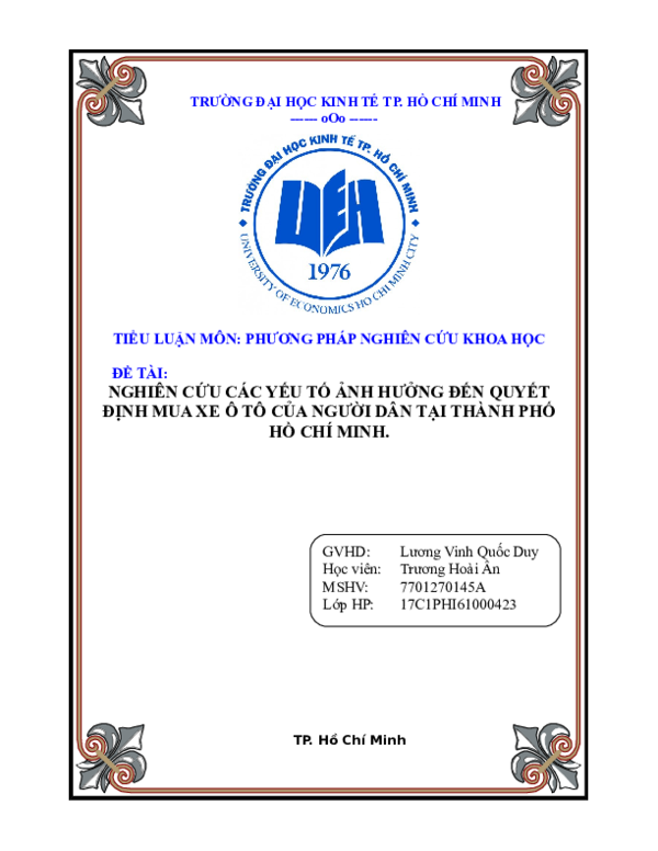 (DOC) TI U LU N MÔN: PH NG PHÁP NGHIÊN C U KHOA H C Đ TÀI